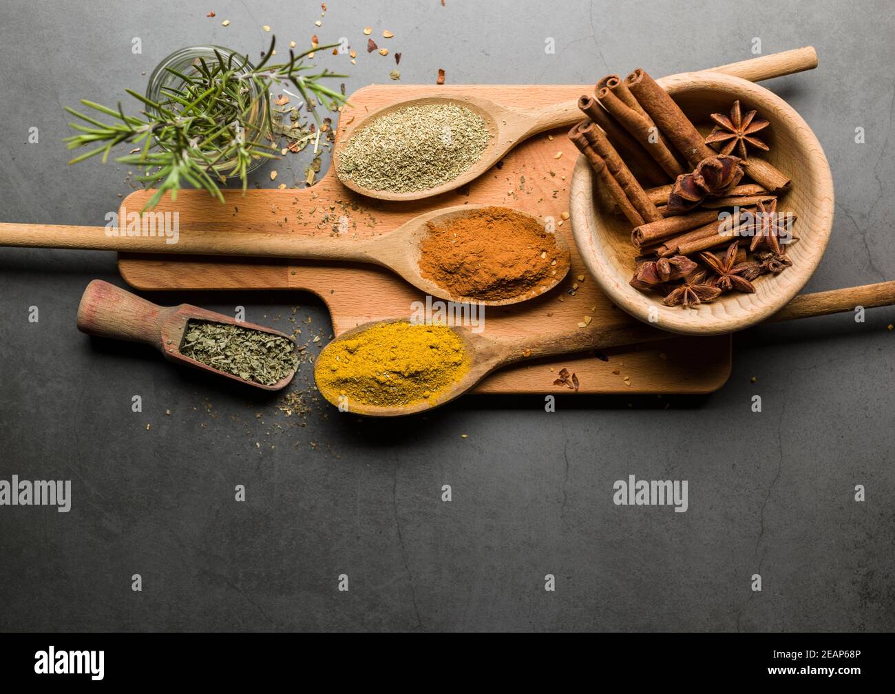 variety of spices on spoon Stock Photo - Alamy