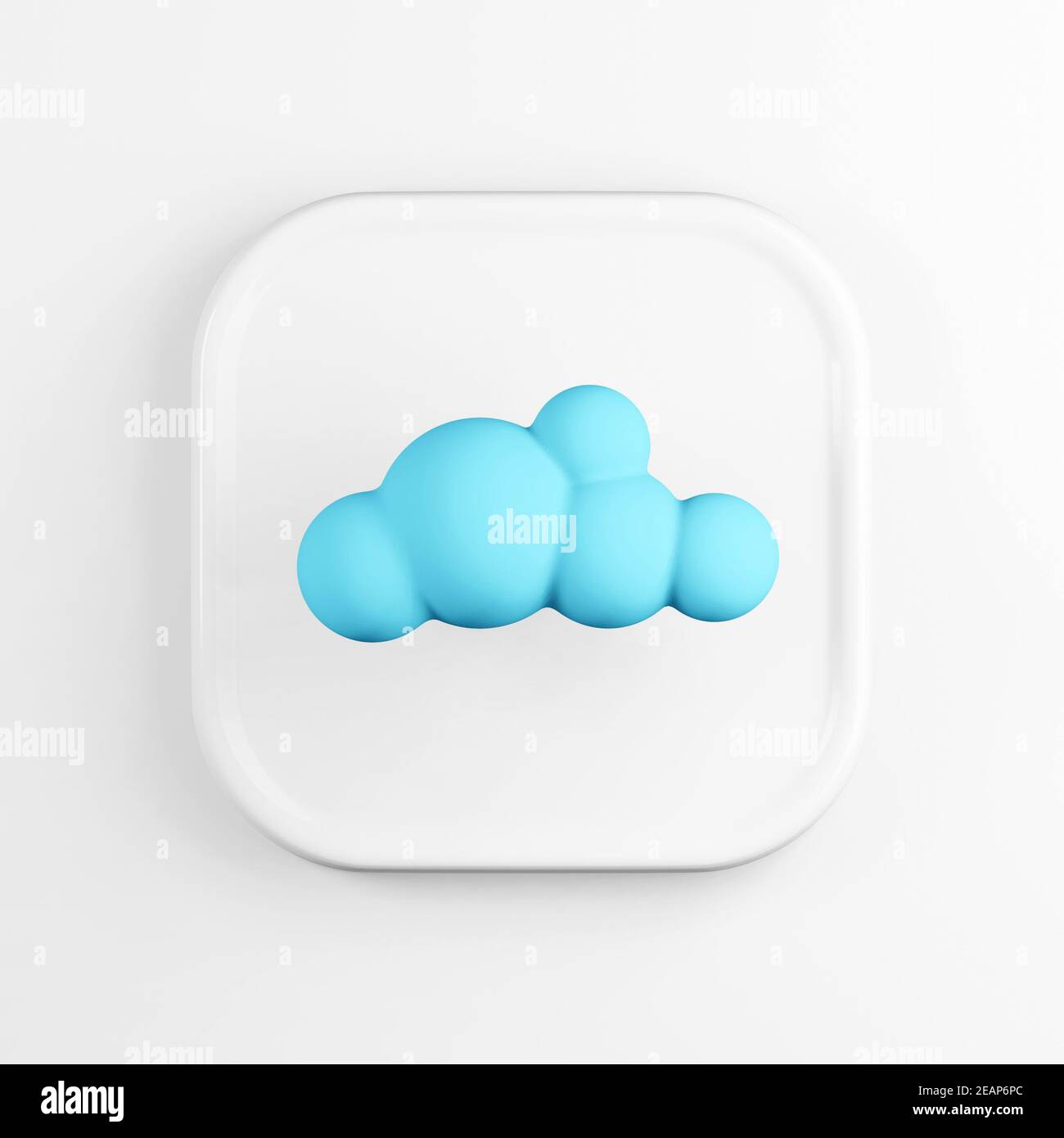 Blue cloud icon. 3D rendering white square key button, interface ui ux element Stock Photo - Alamy
