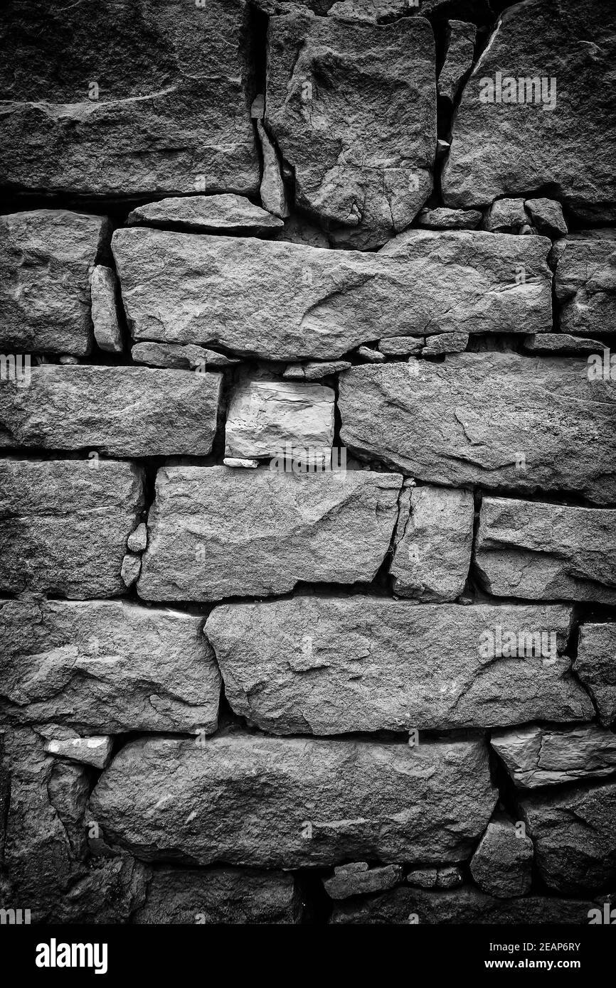 Rustic stone facade Black and White Stock Photos & Images - Alamy