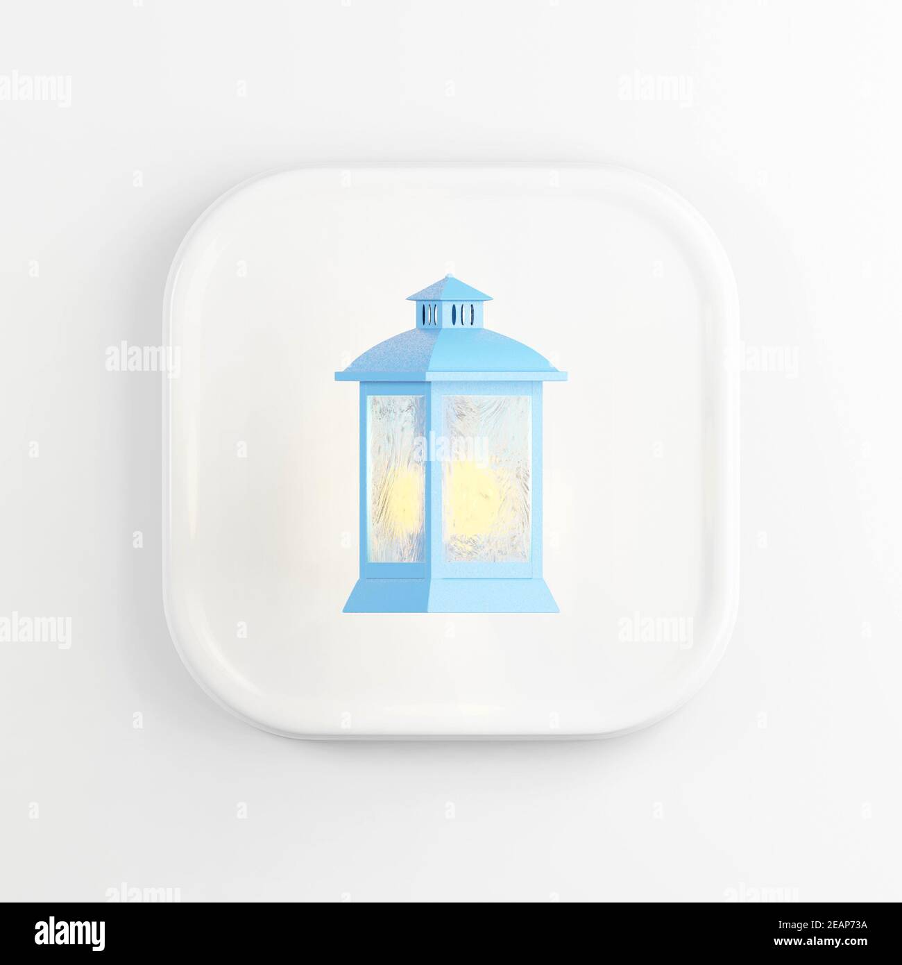 Vintage lantern icon. 3d rendering white square button key, interface ui ux element Stock Photo ...