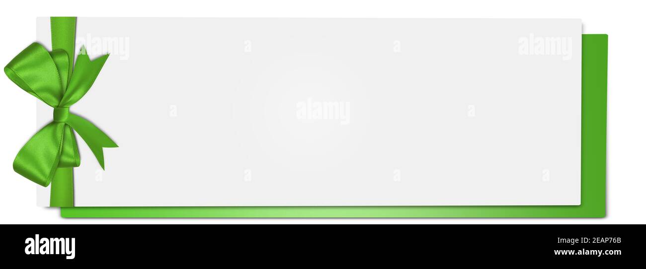 Gift card note with ribbon on isolated background Stock Photo - Alamy