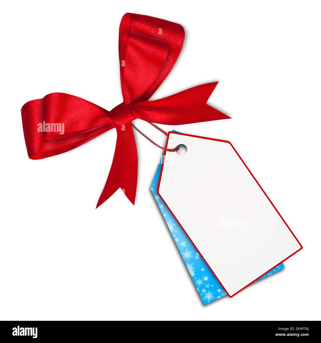 Gift card note with ribbon on isolated background Stock Photo - Alamy
