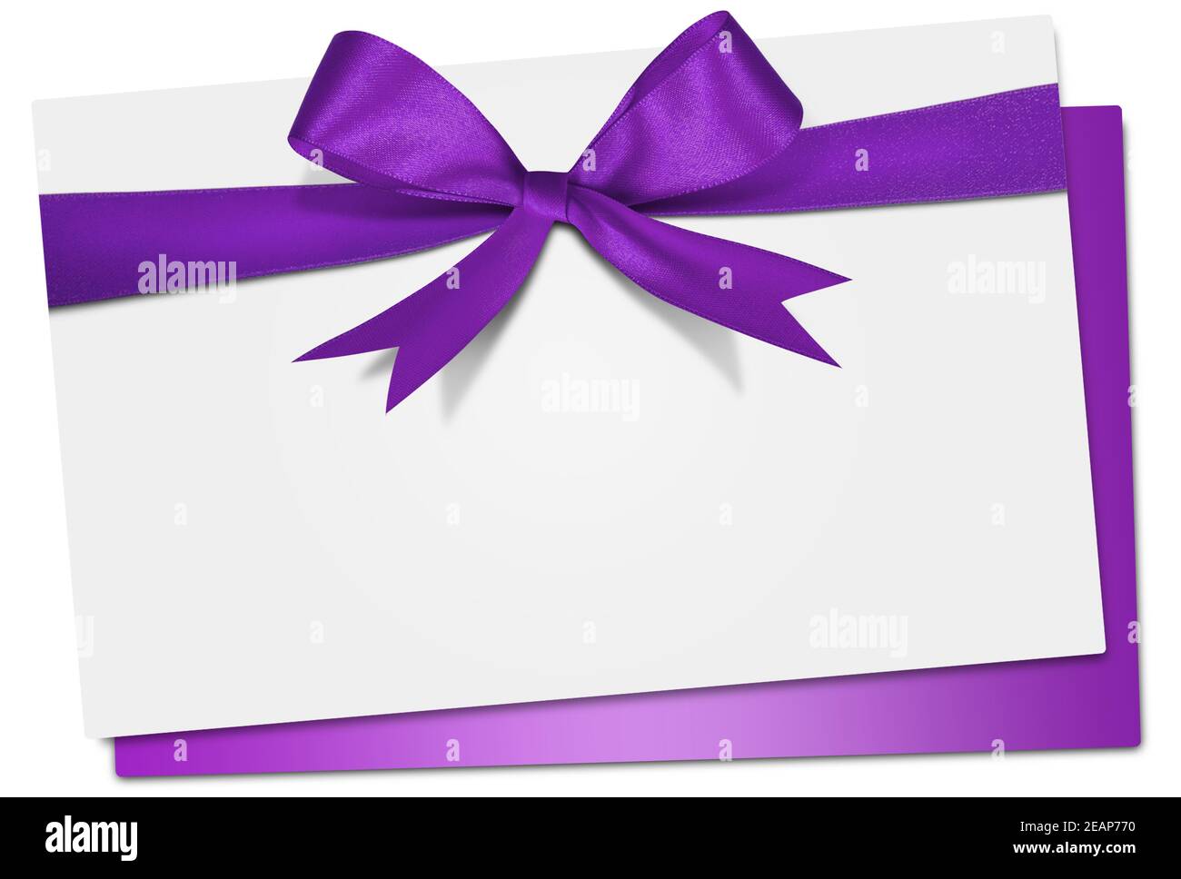 Gift card note with ribbon on isolated background Stock Photo - Alamy