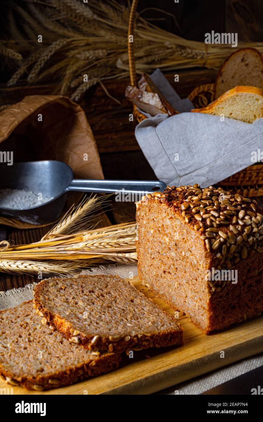 Moist wholemeal bread, crushed or ground whole grain Stock Photo - Alamy
