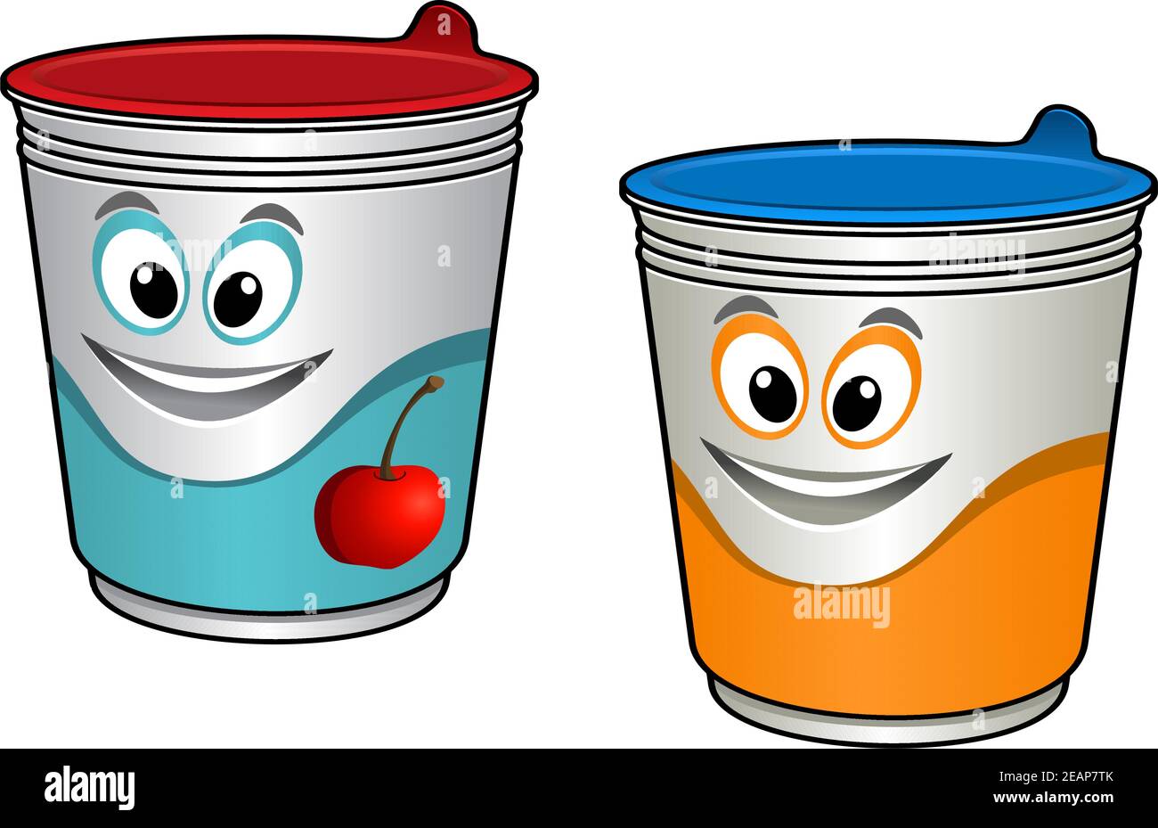 Cherry yoghurt cute cartoon character isolated on white background. For ...