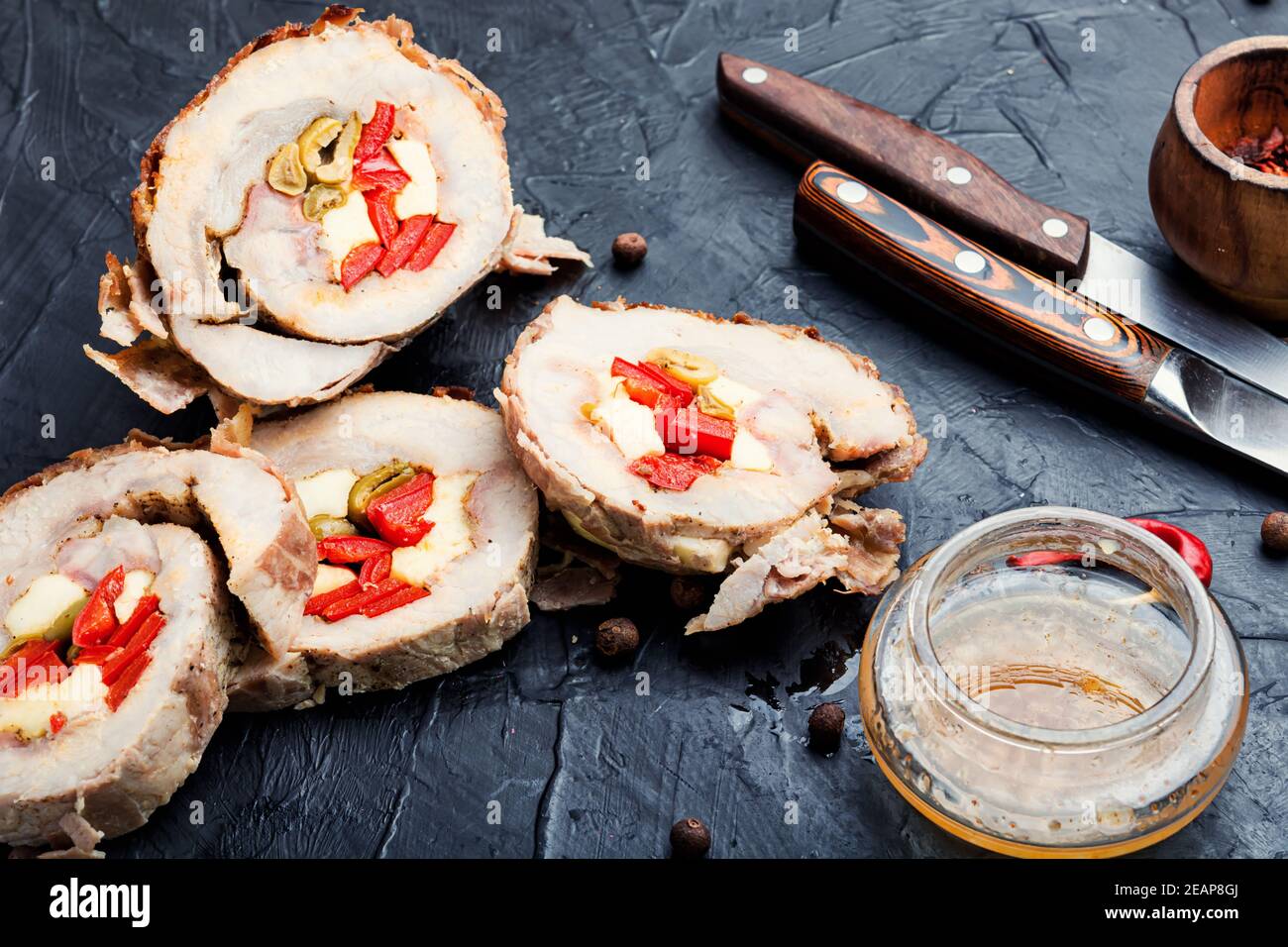 Cheese stuffed meat roll hi-res stock photography and images - Alamy