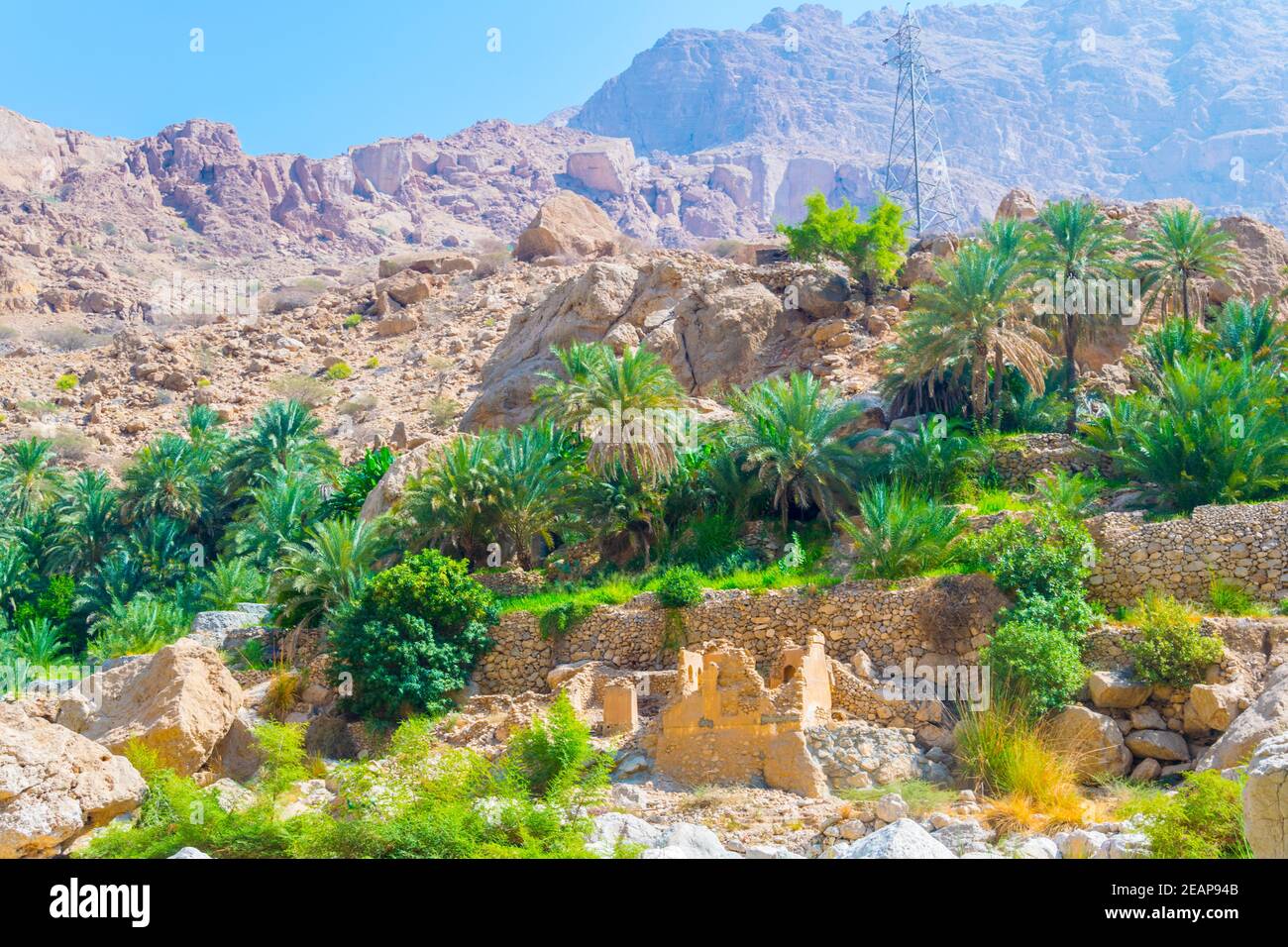 Steep slopes of the Wadi Tiwi in Oman Stock Photo - Alamy