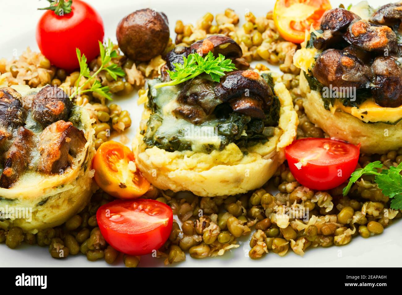 Polenta corn porridge mushrooms hi-res stock photography and images - Alamy