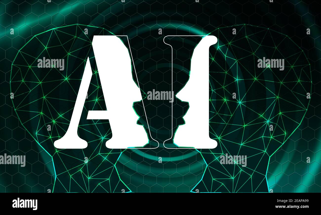Artificial intelligence concept with digital human face Stock Photo - Alamy