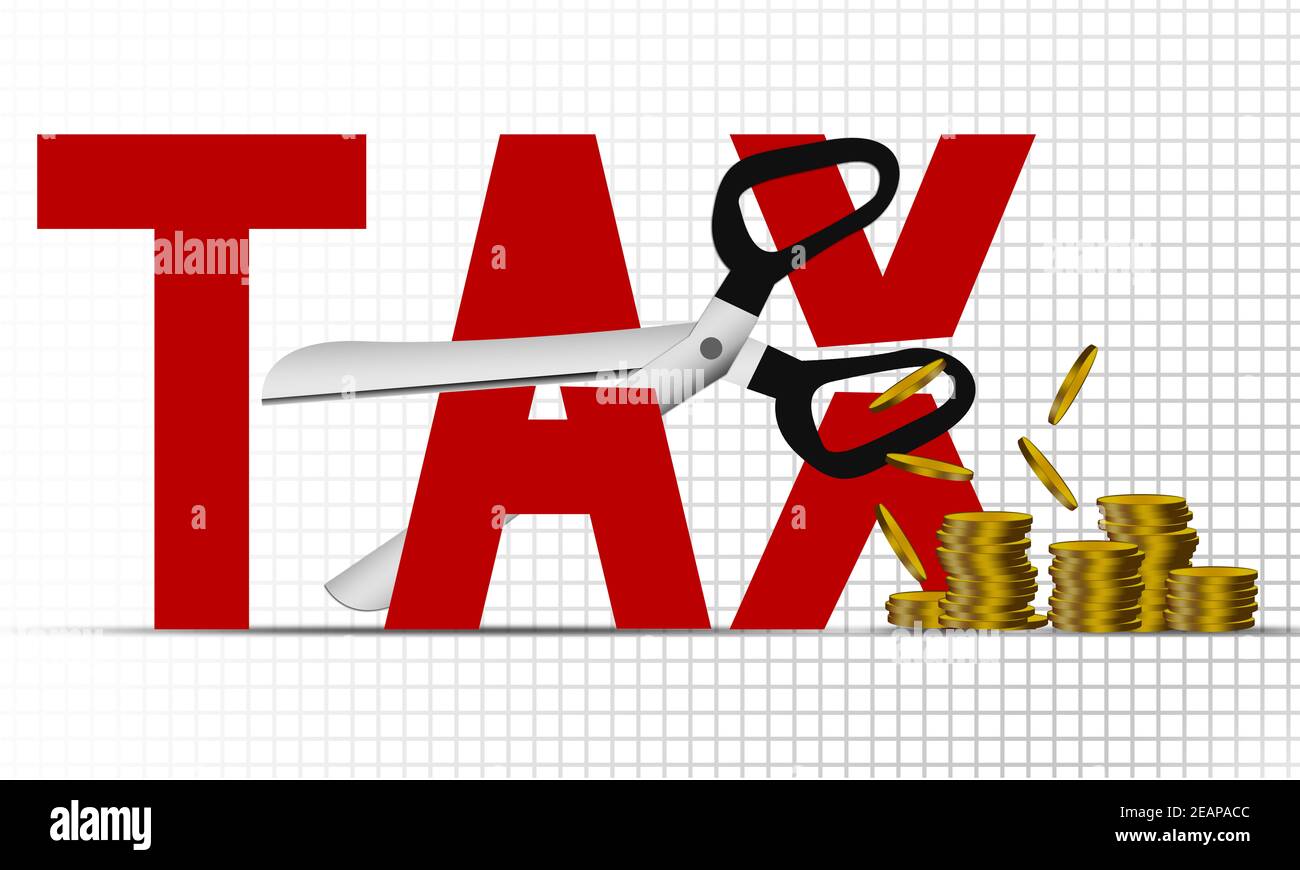 Cut tax illustration isolated on the white background Stock Photo - Alamy