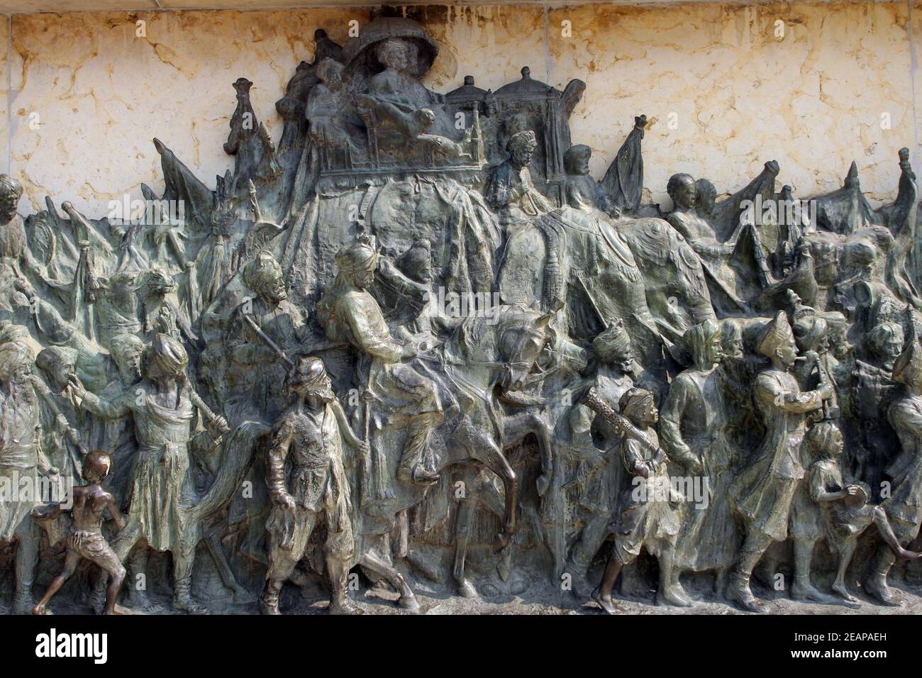 Bronze memorial panel at the Victoria Memorial building in Kolkata ...