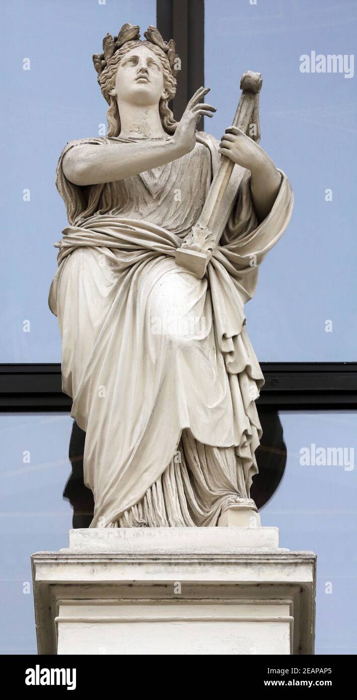 Statue on facade of Musikverein Vienna in Vienna, Austria Stock Photo ...