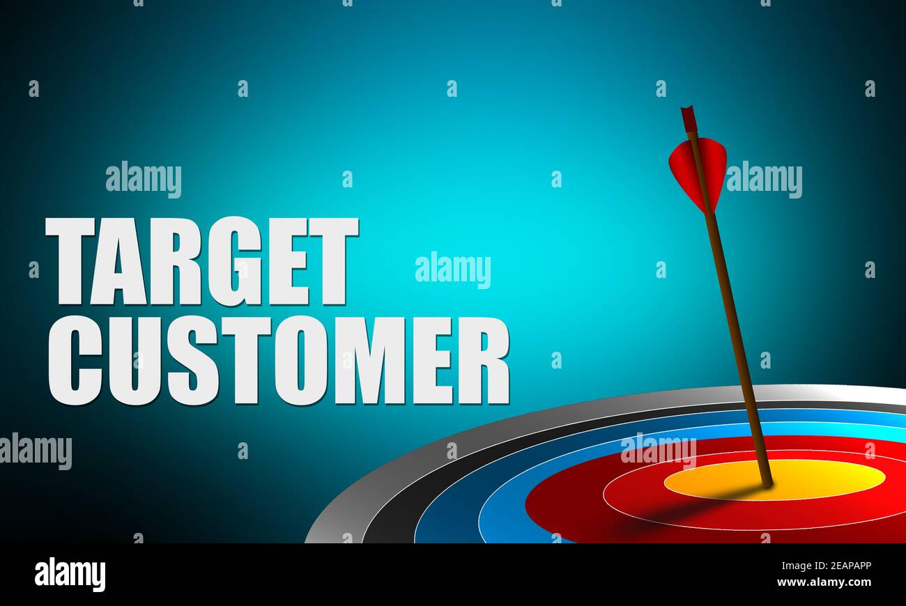 Target customer word with red arrow and board Stock Photo - Alamy