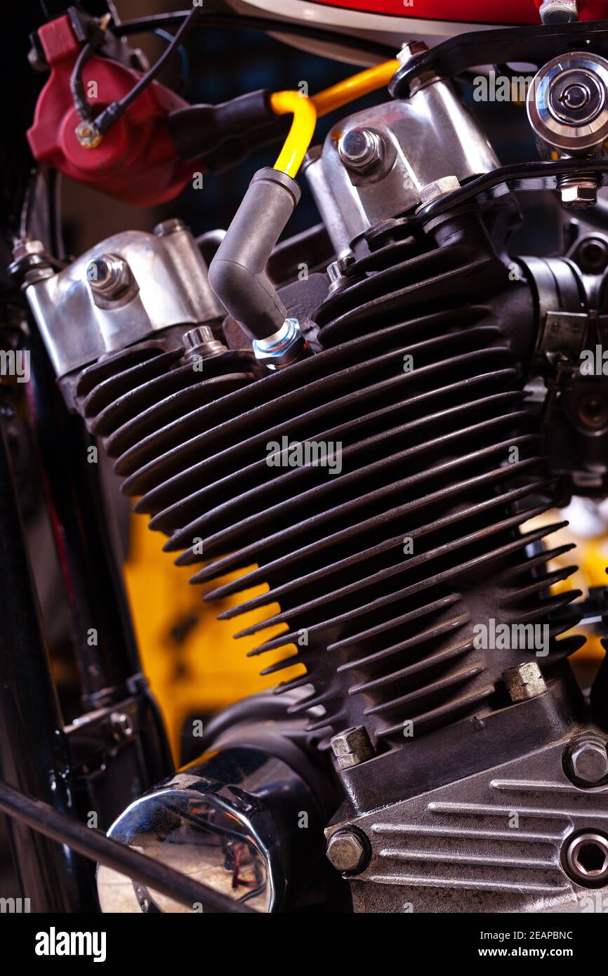 Custom classic motorbike engine Stock Photo - Alamy