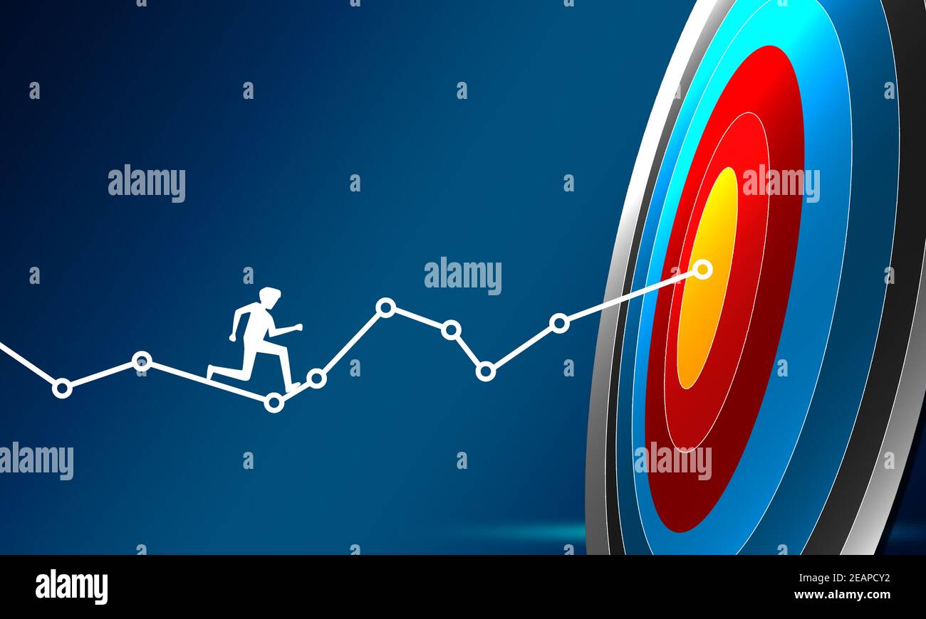 Man running to center of target for success Stock Photo - Alamy