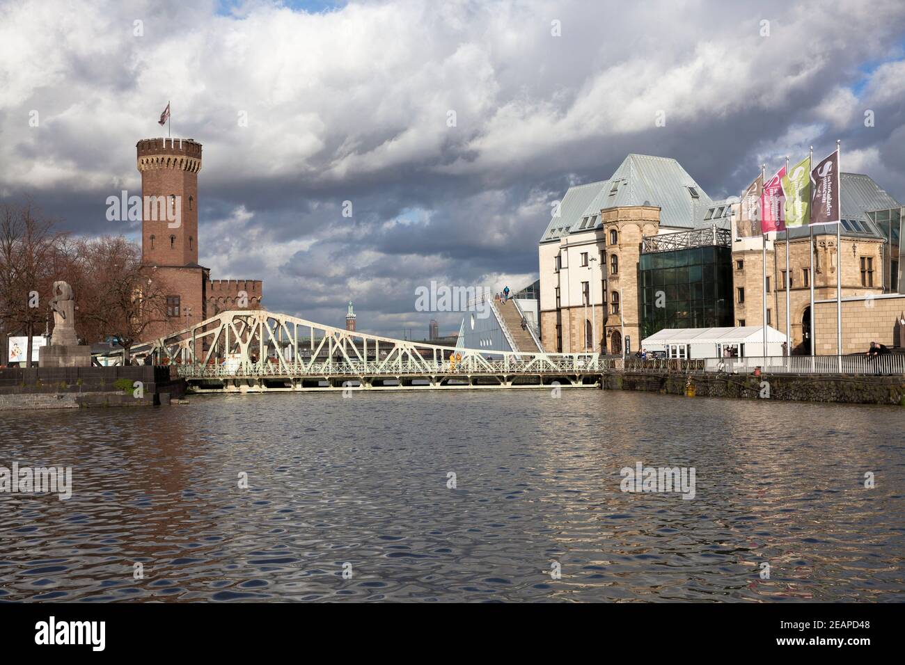 Cologne, Germany, February 4th. 2021, flood of the river Rhine ...