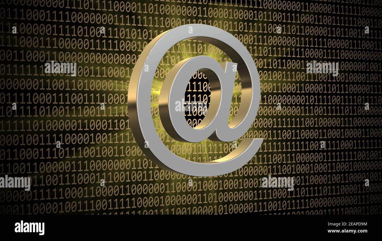 Abstract binary code background - at sign in light effects - internet ...