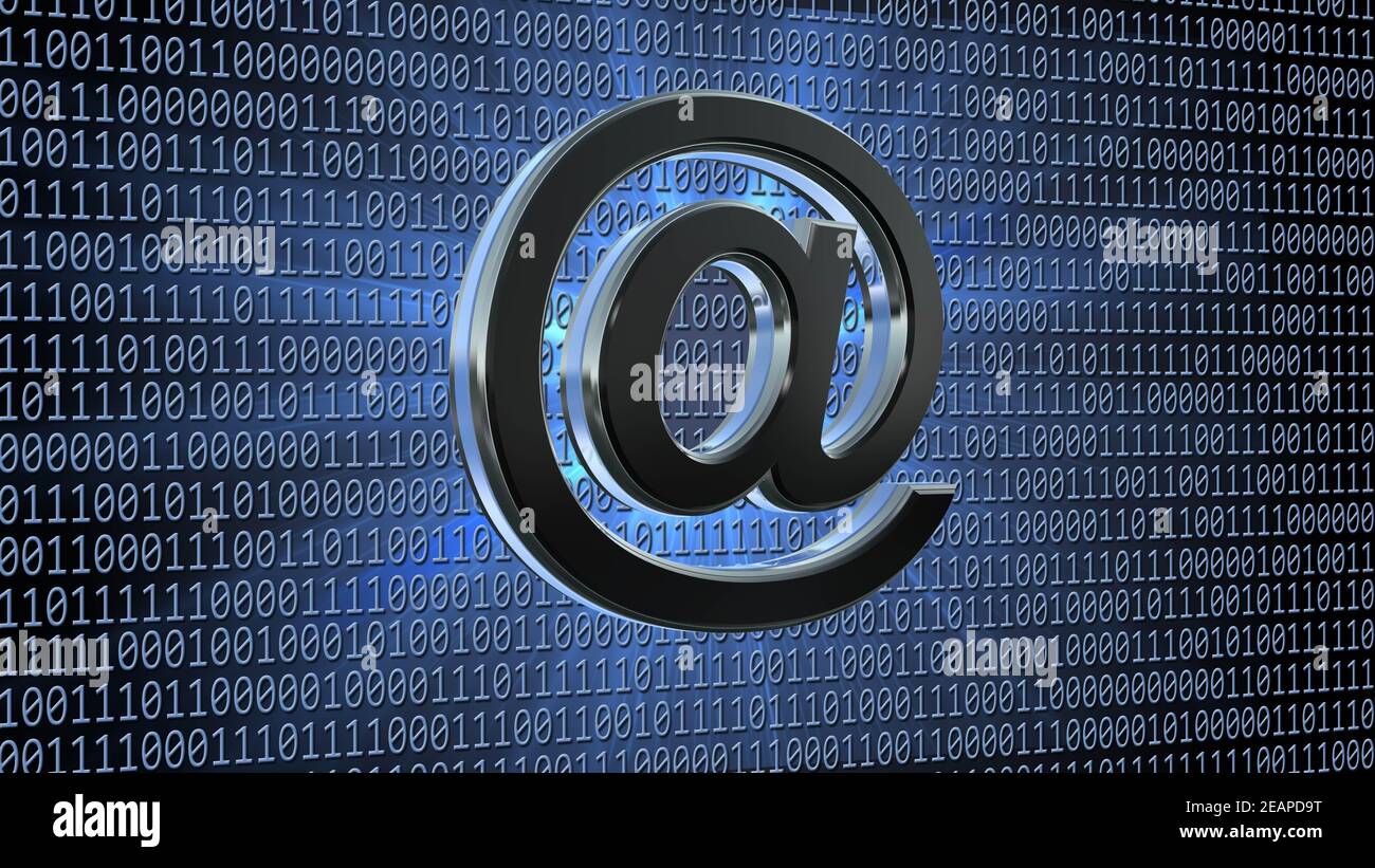Abstract Binary Code Background In Blue At Sign In Light Effects Internet Or Information