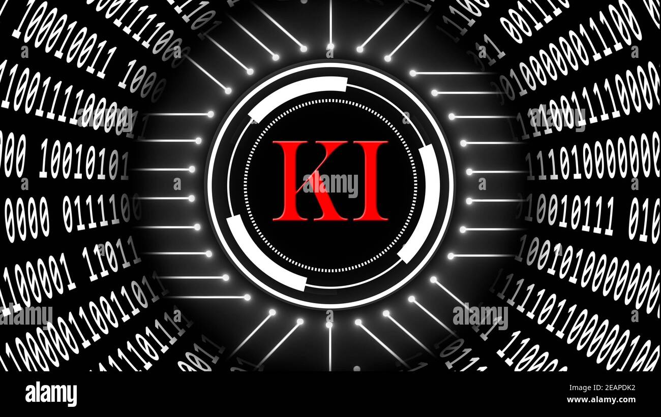 AI - abstract Artificial Intelligence (in german KI - Kuenstliche Intelligenz) background ...