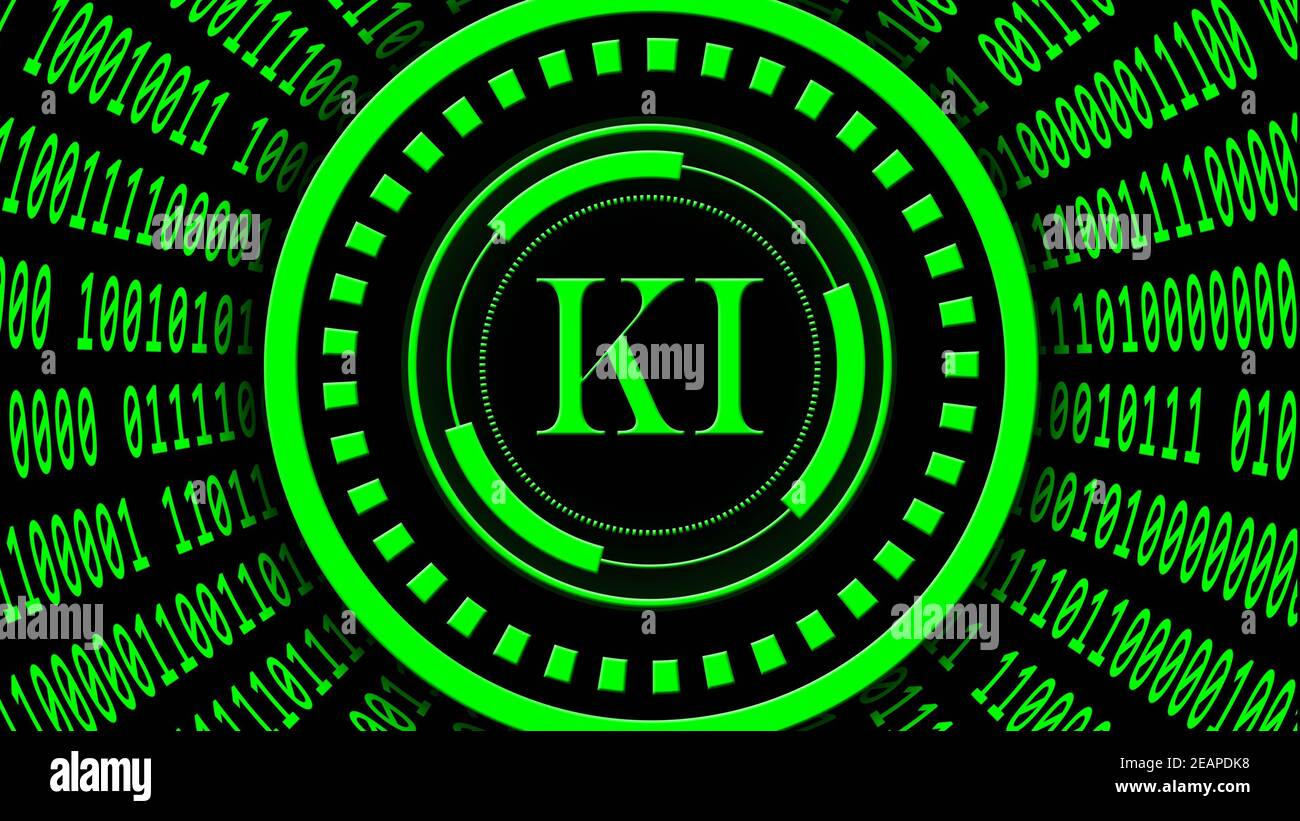 AI - abstract Artificial Intelligence (in german KI - Kuenstliche Intelligenz) background in ...