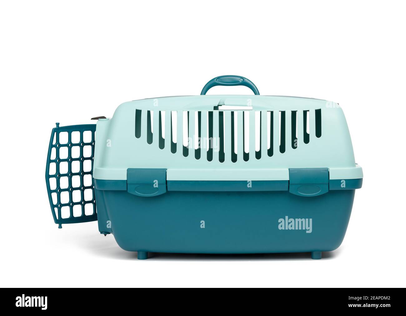 large plastic carrier cage for cats and dogs isolated on white ...