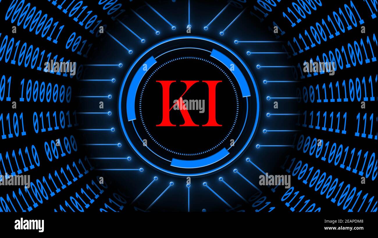 AI - abstract Artificial Intelligence (in german KI - Kuenstliche Intelligenz) background in ...