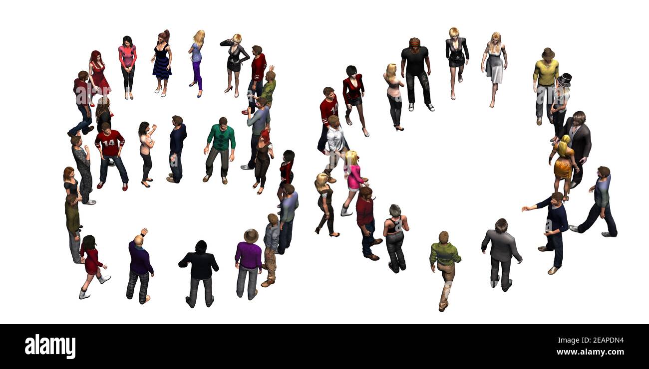 people - arranged in number 80 without shadow - isolated on white ...