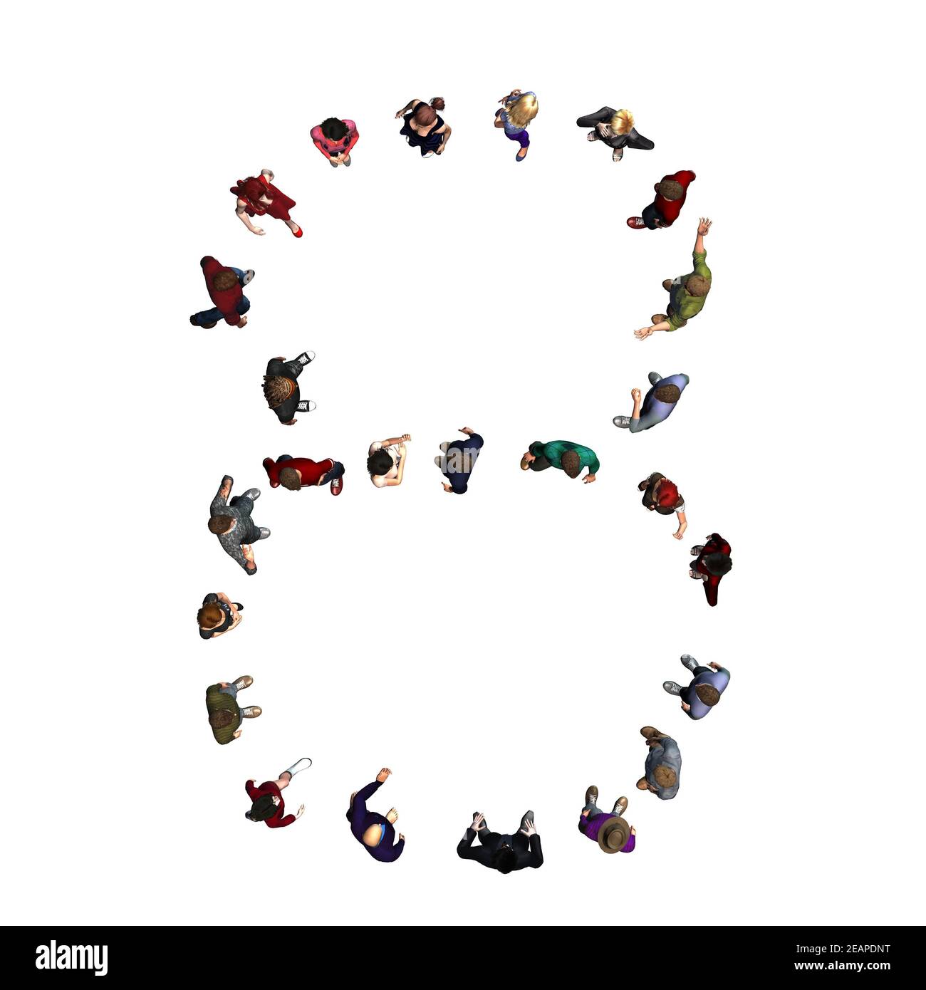 people - arranged in number 8 - top view without shadow - isolated on ...