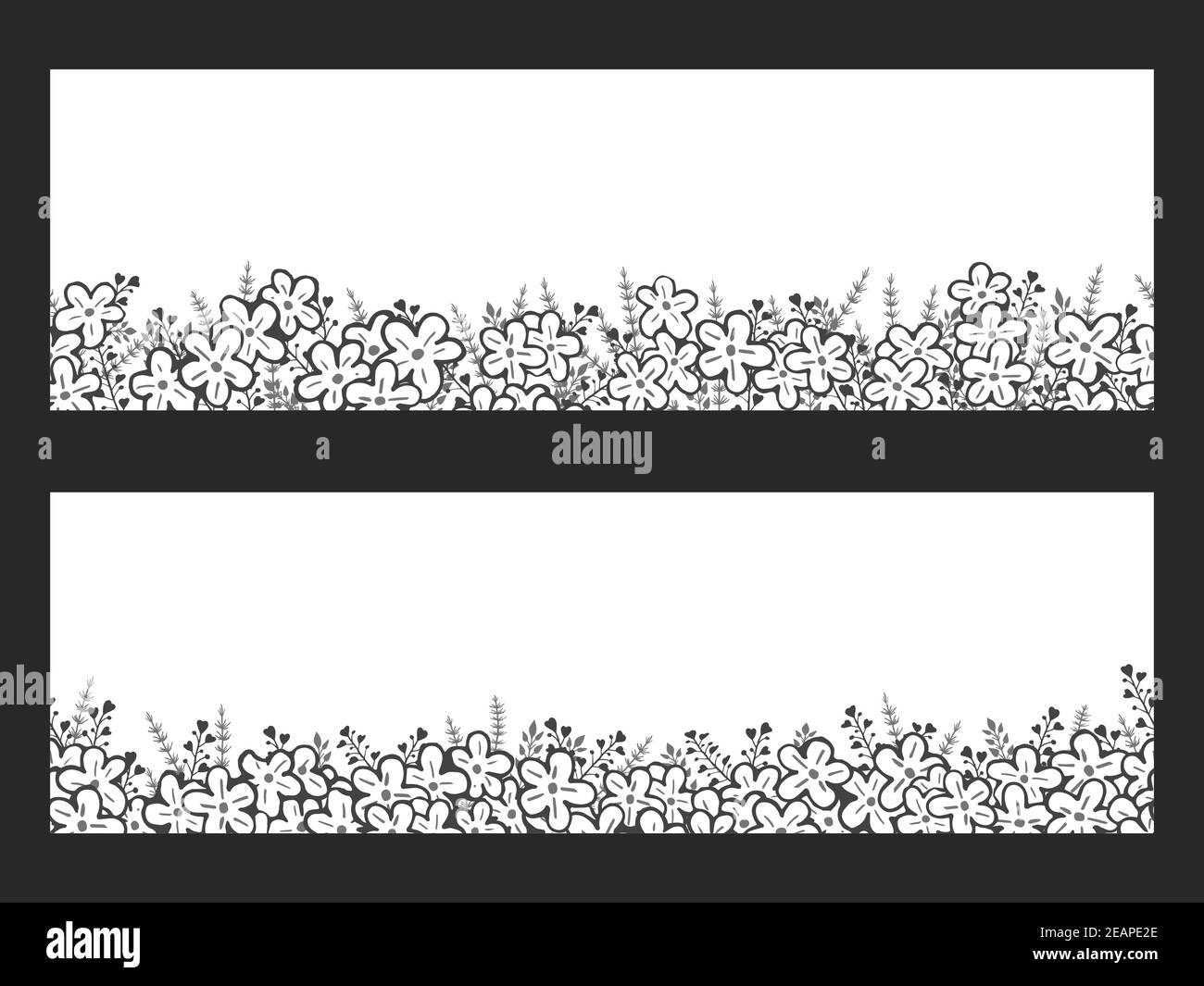 Vector horizontal seamless patterns with hand drawn flowers. Floral ...