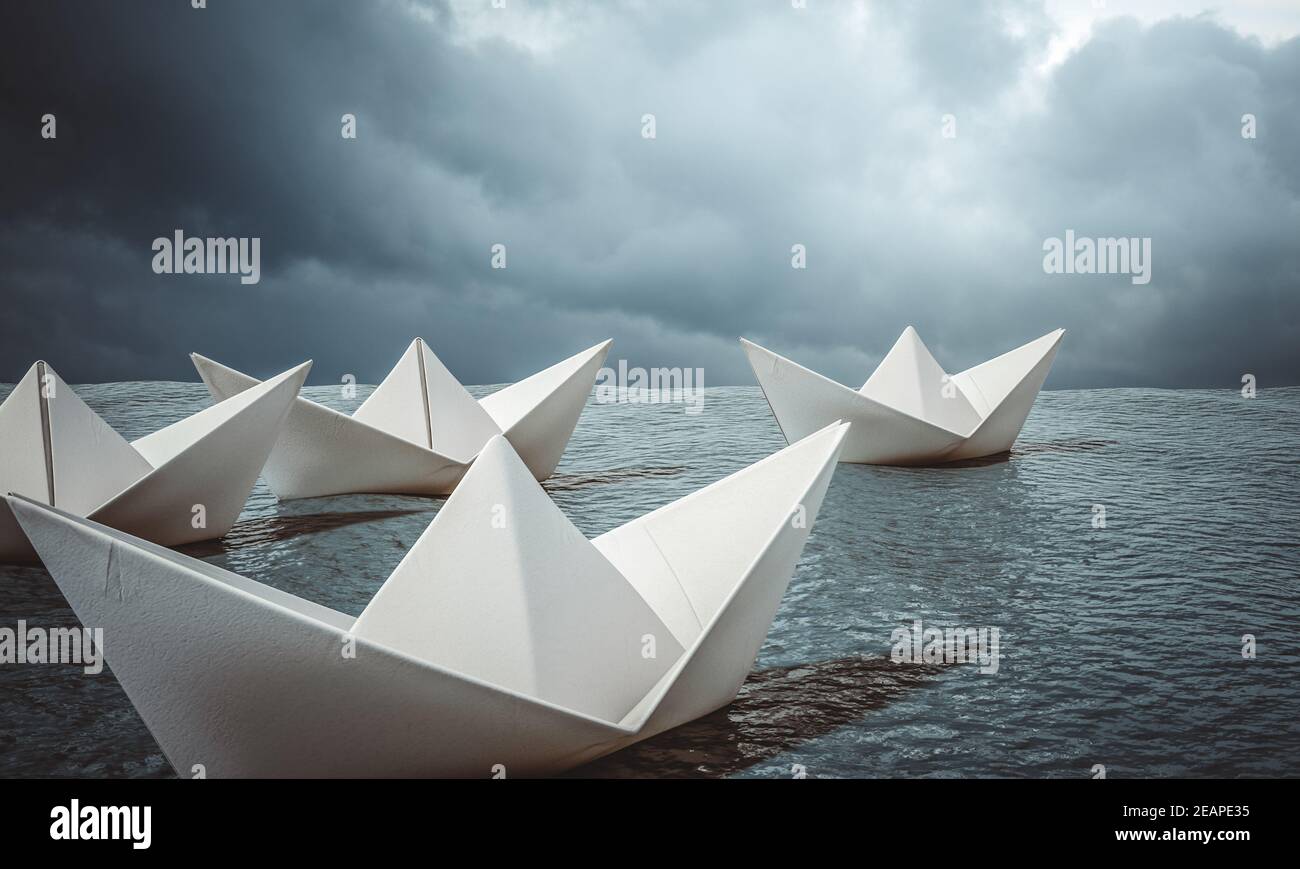 Paper boat in ocean 3d hi-res stock photography and images - Alamy