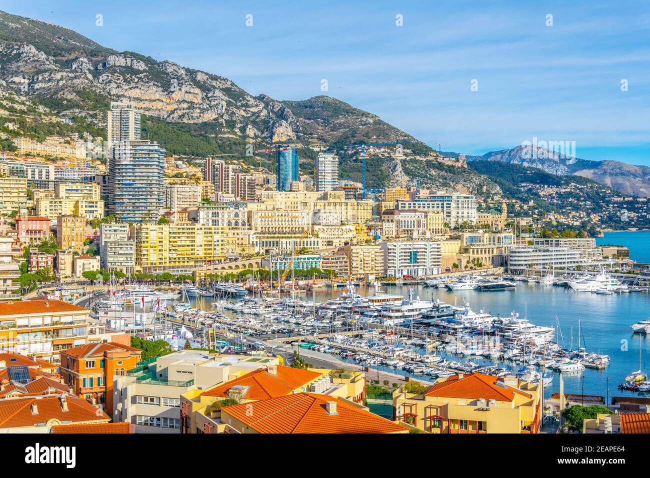 Aerial view of Port Hercule in Monaco during christmas time Stock Photo ...