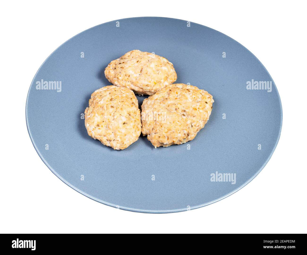 steamed red fish cutlets on blue plate isolated Stock Photo - Alamy