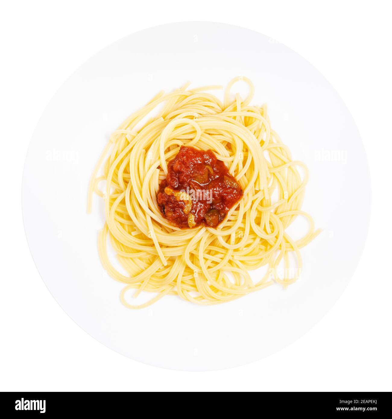 top view of Spaghetti alla Sorrentina isolated Stock Photo - Alamy