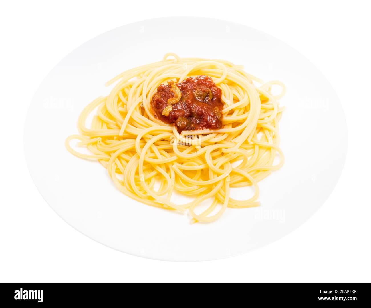 Pasta served on white plate Cut Out Stock Images & Pictures - Alamy