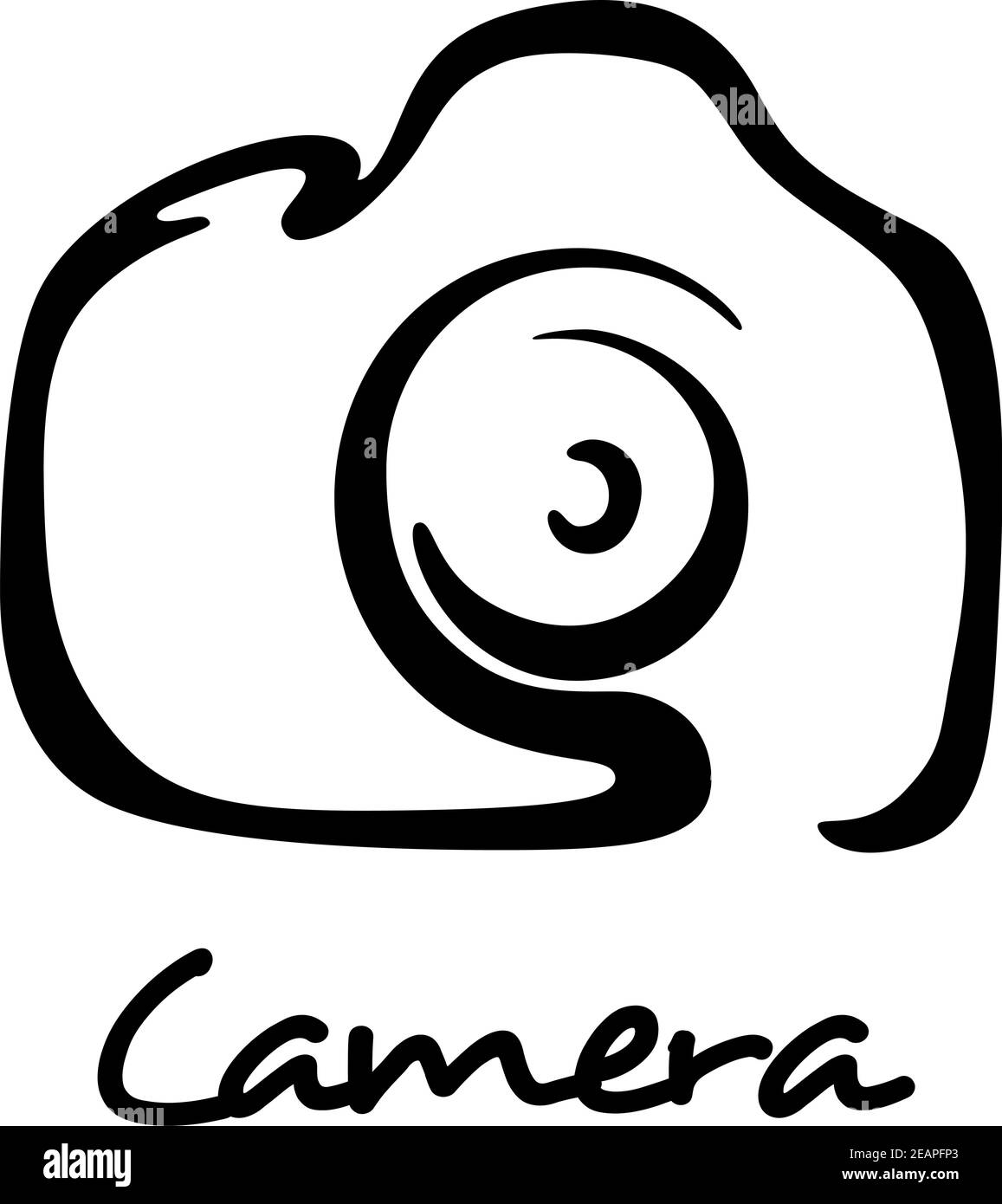 Digital camera icon, symbol or logo in outline style for art, photo or ...