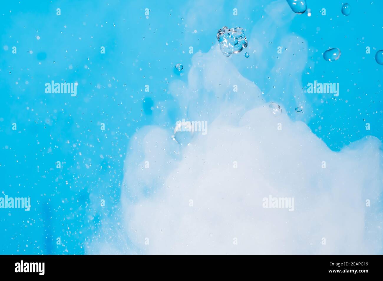 Water drop. Chemical reaction with boiling swirling water splashes ...