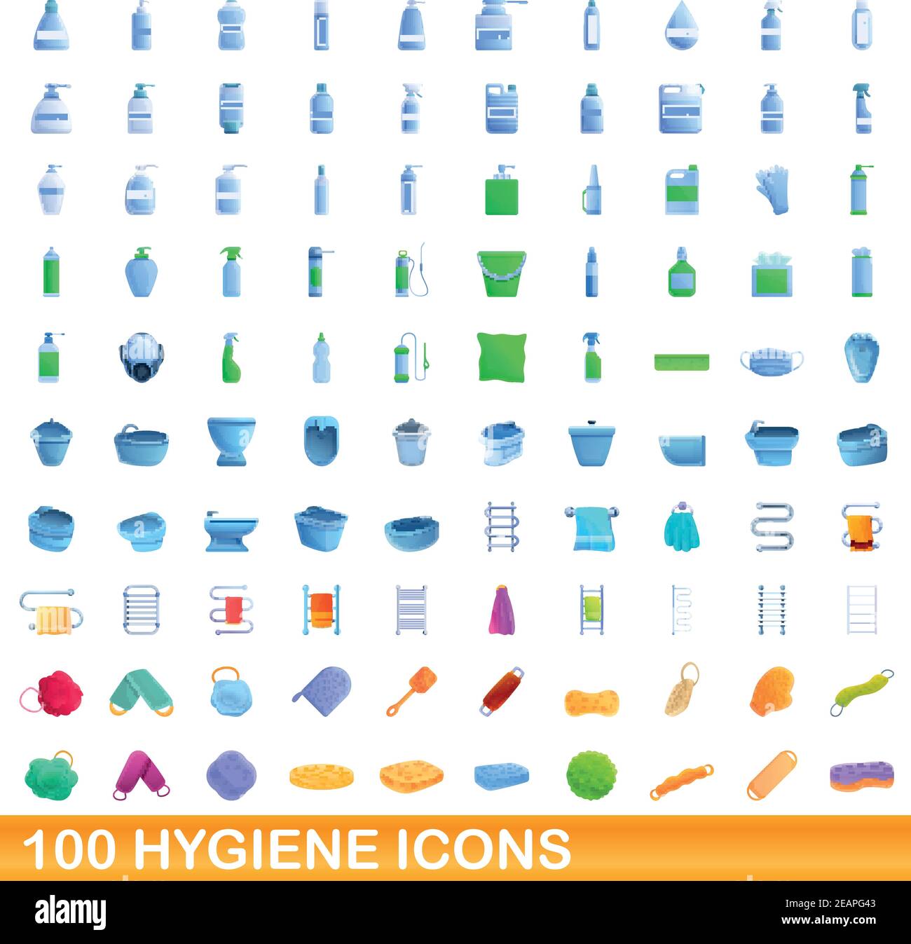 100 hygiene icons set. Cartoon illustration of 100 hygiene icons vector ...
