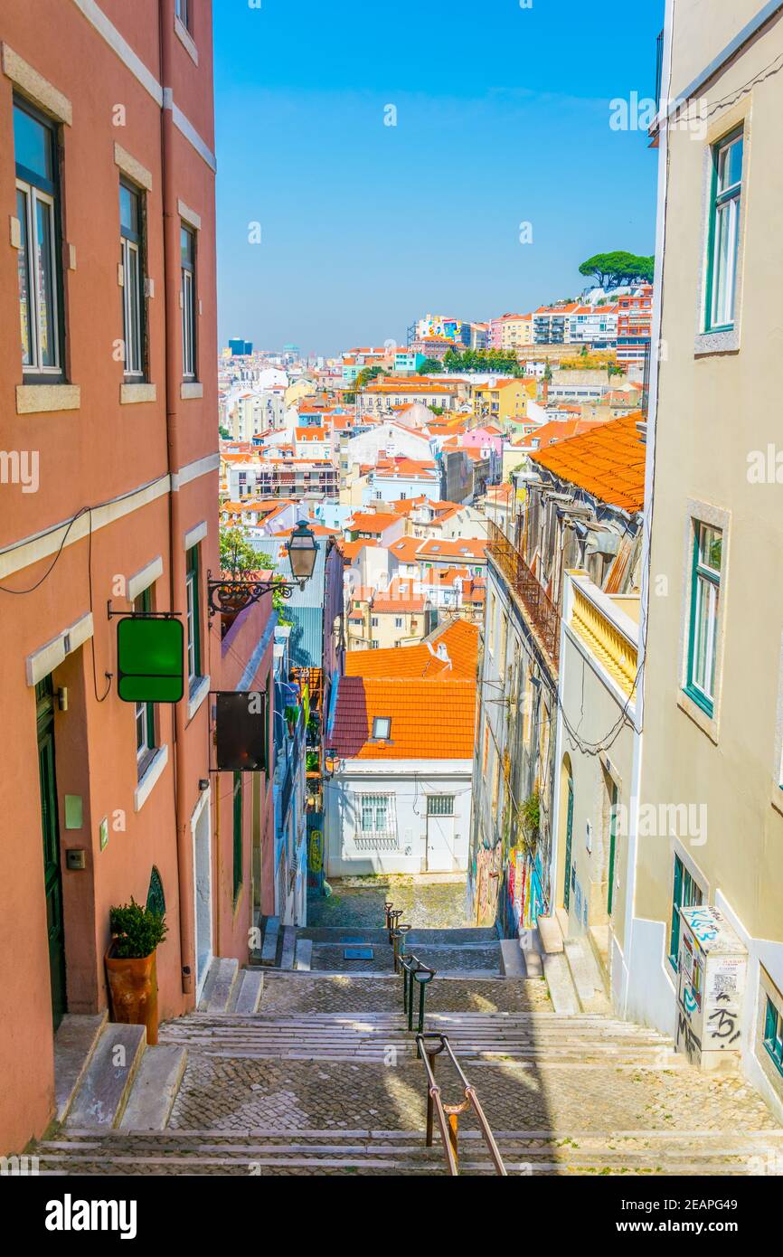 Steep stairway in the portuguese city Lisbon Stock Photo - Alamy