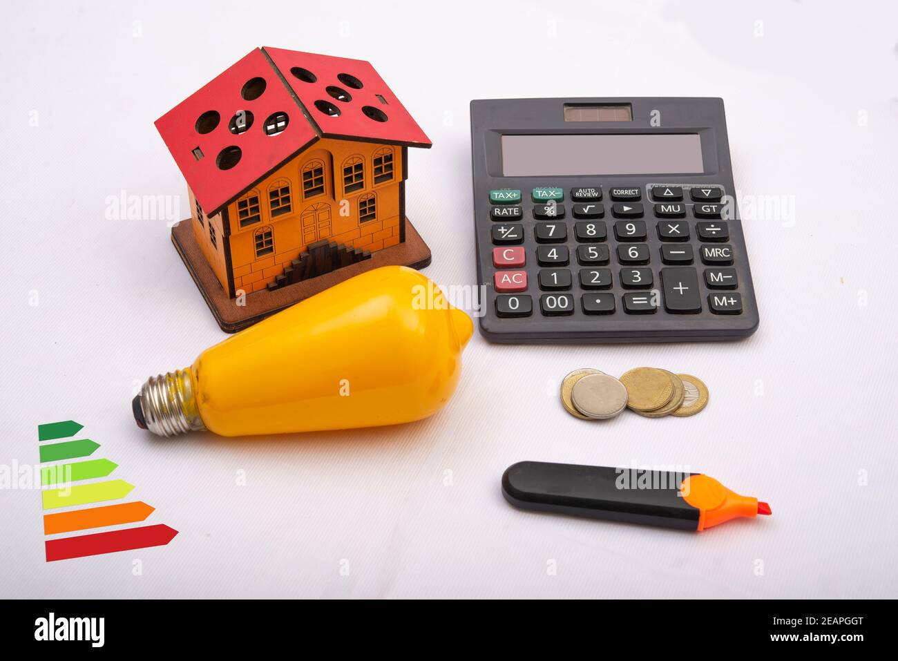 Calculating energy efficiency rating of house with chart at table Stock ...