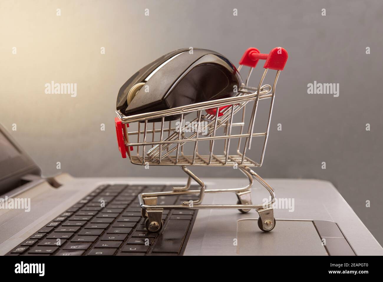 Online shopping concept with mouse in cart - store idea Stock Photo - Alamy