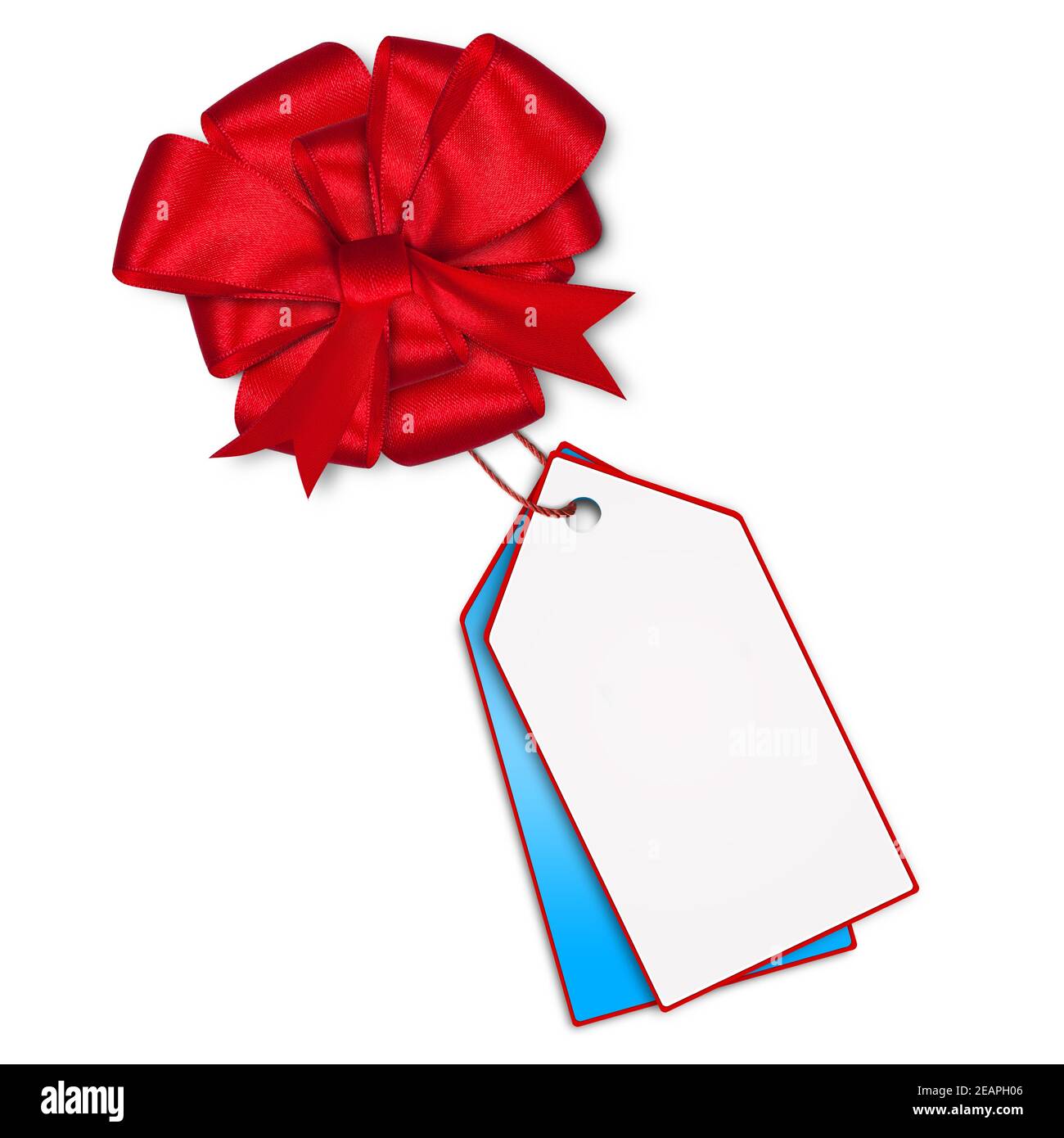 Gift card note with ribbon on isolated background Stock Photo - Alamy