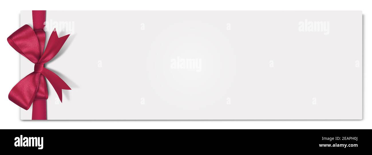 Gift card note with ribbon on isolated background Stock Photo - Alamy