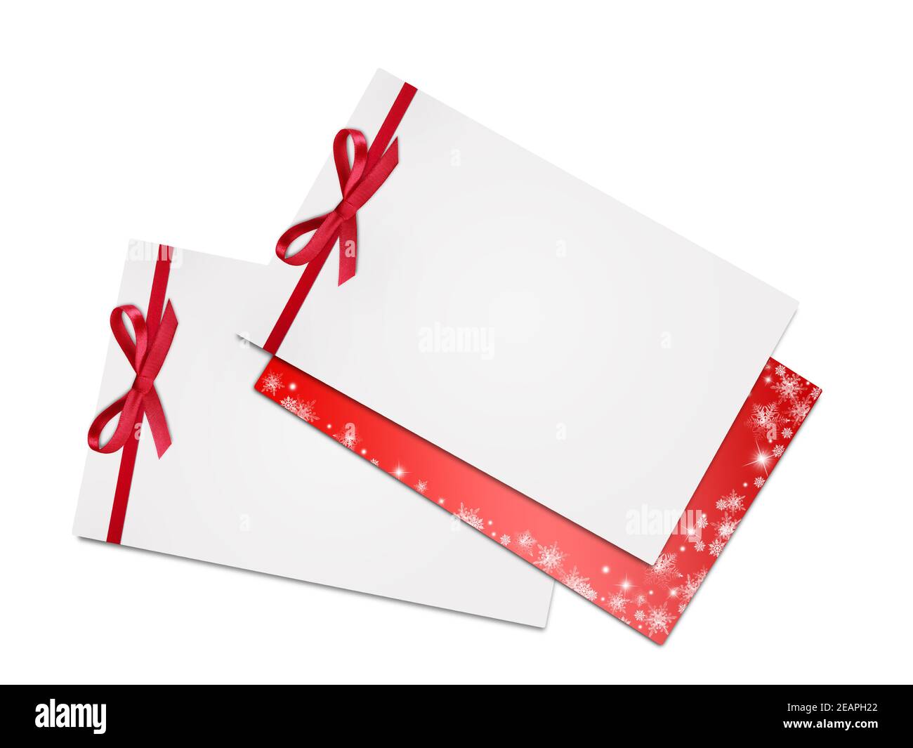 Gift card note with ribbon on isolated background Stock Photo - Alamy