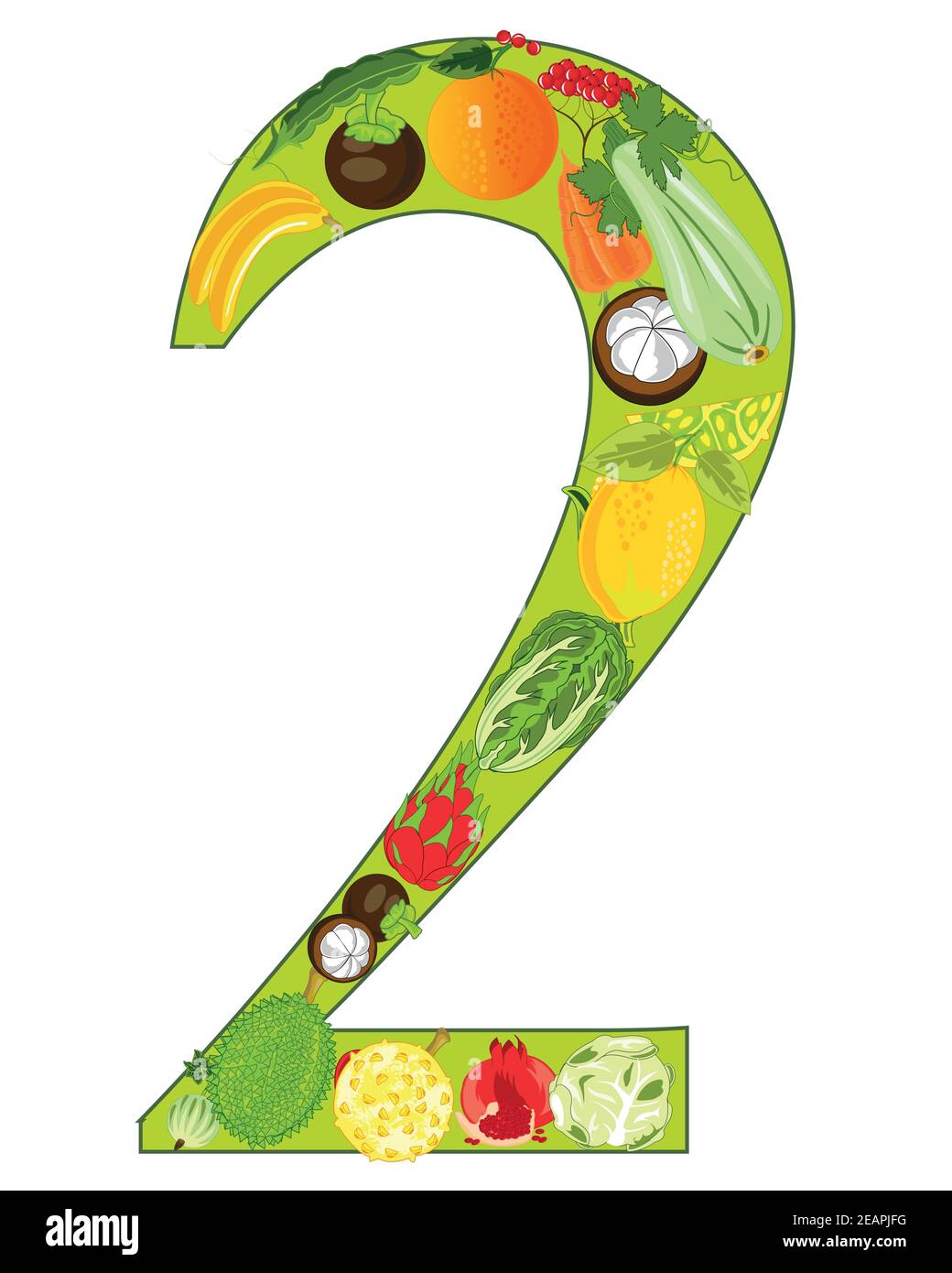 Vector illustration of the decorative numeral two from and fruit Stock ...