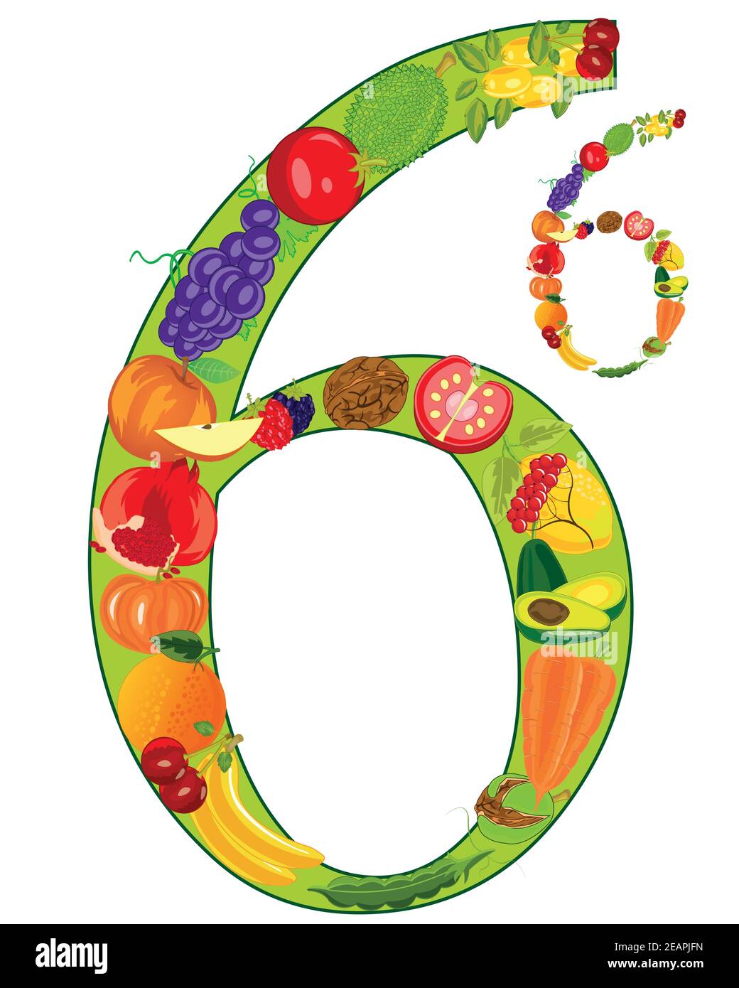 Numeral six from fruit on white background is insulated Stock Vector ...