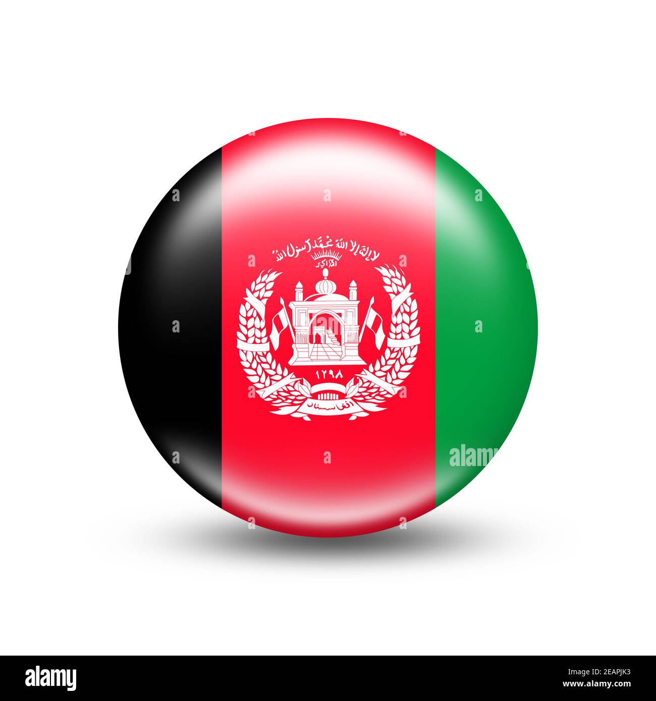 Afghanistan country flag in sphere with white shadow Stock Photo - Alamy