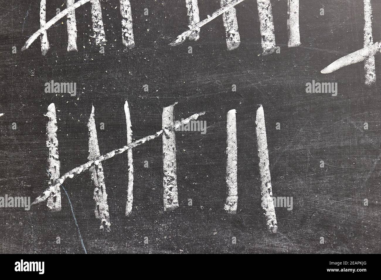 Chalk tally chart counting Stock Photo - Alamy
