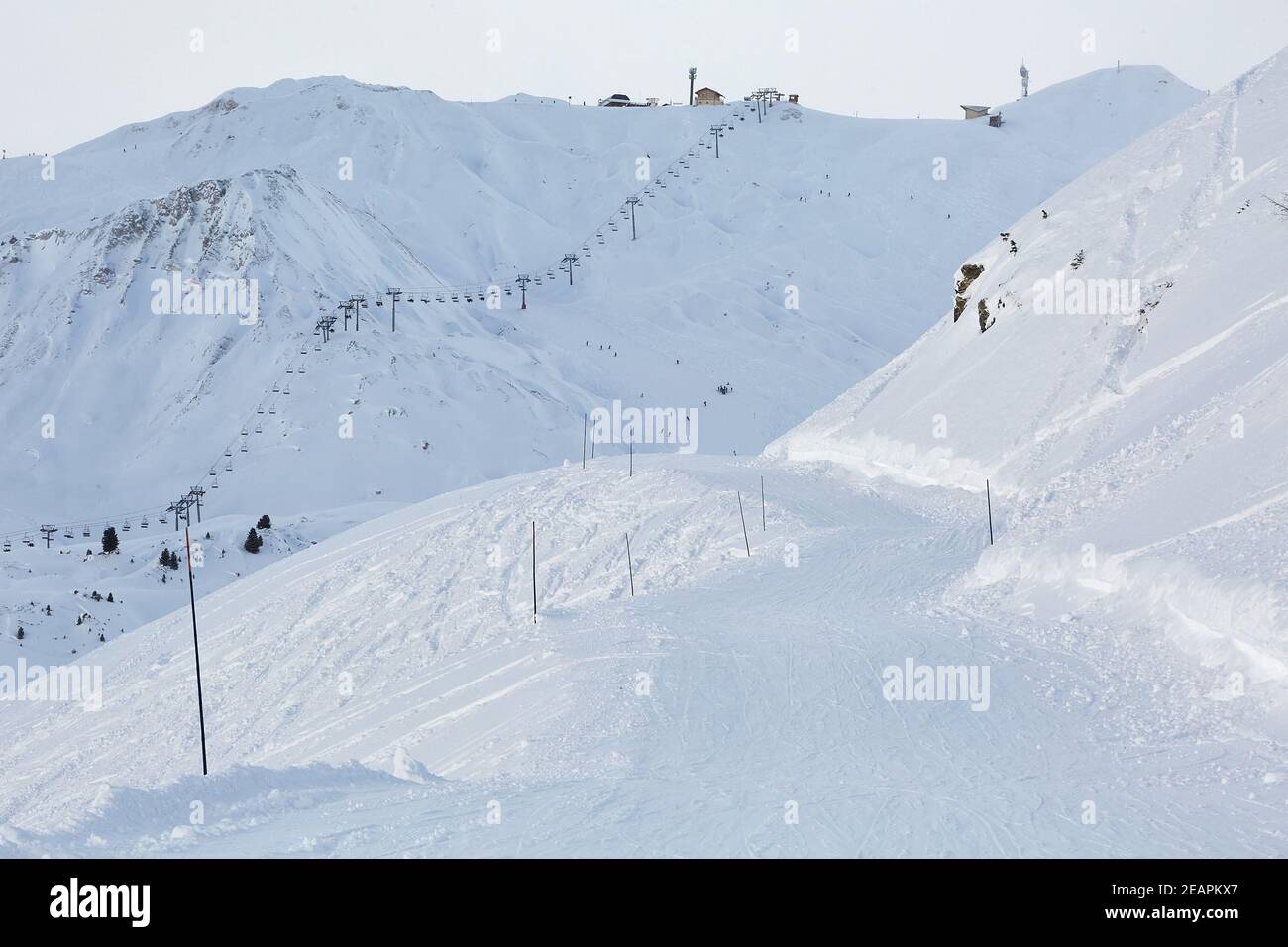 Skiing slopes from the top Stock Photo - Alamy