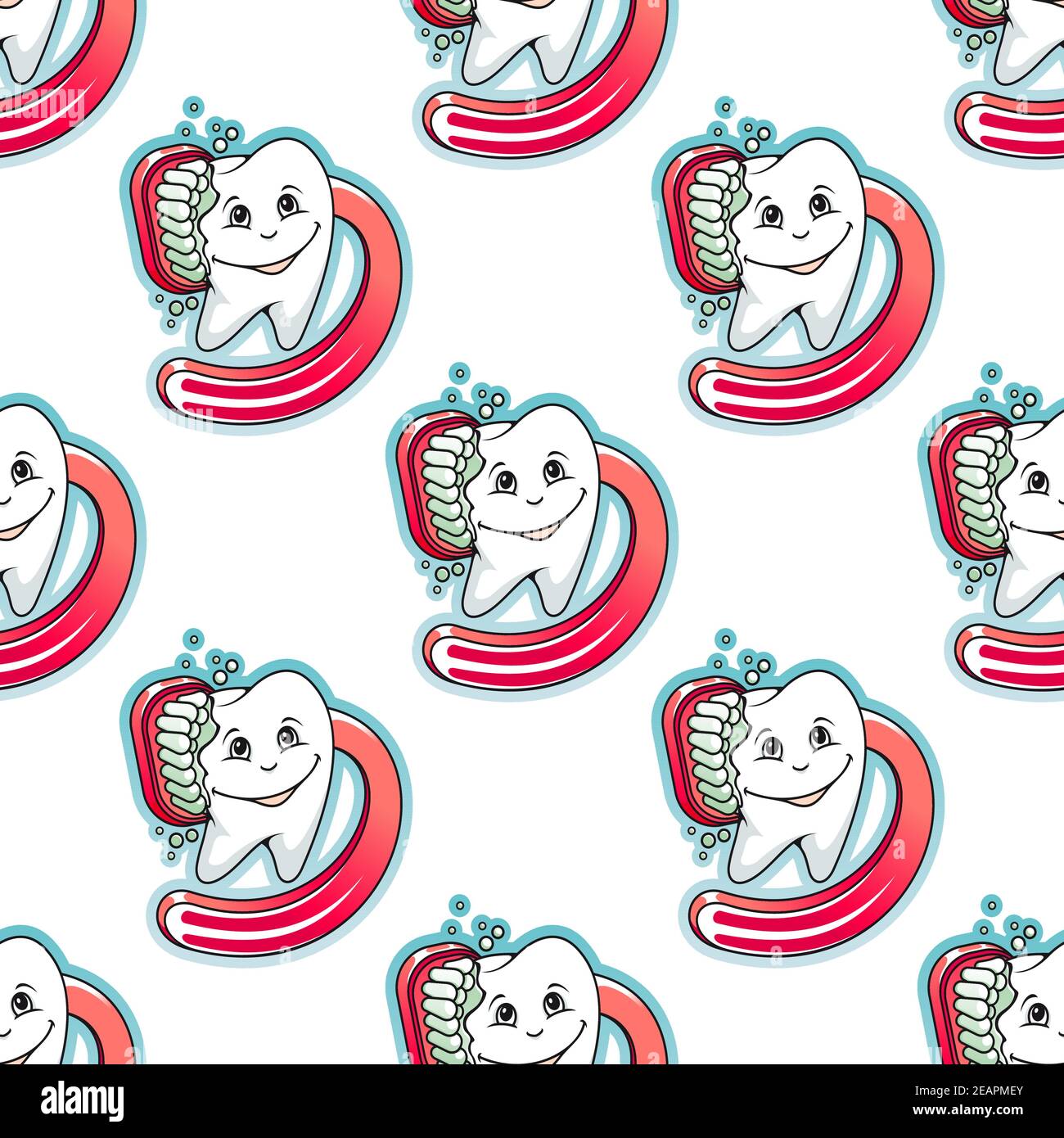 Cartoon tooth and brush seamless pattern for medicine, healthcare ...