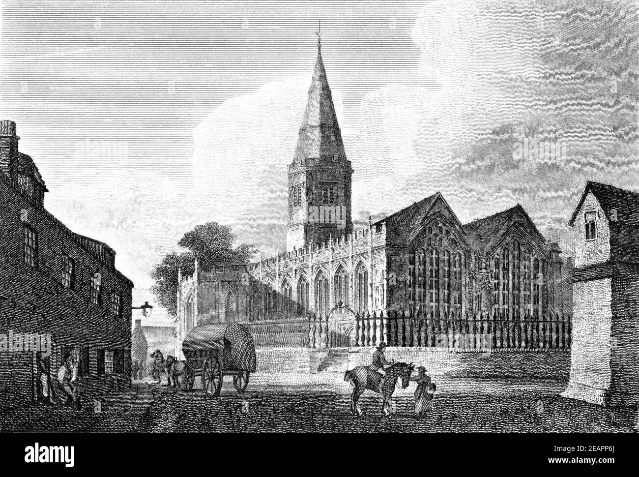 An engraving of Truro Church, Cornwall scanned at high resolution from ...